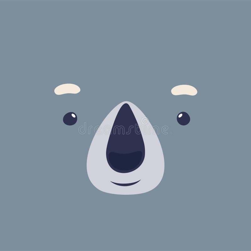 Simple Face of Koala. Animal Face Illustration. Isolated Vector ...