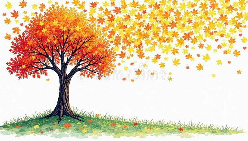 Simple Fall Tree Outline, Bold Lines, Easy Coloring , Coloring Book ...