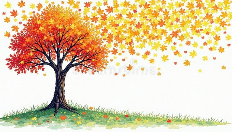 Simple Fall Tree Outline, Bold Lines, Easy Coloring , Coloring Book ...