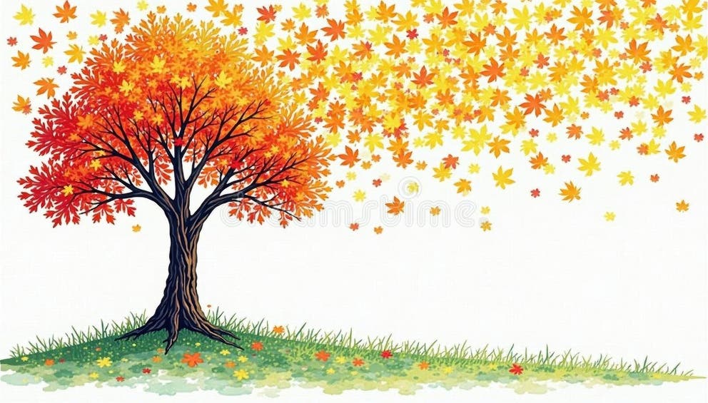 Simple Fall Tree Outline, Bold Lines, Easy Coloring , Coloring Book ...