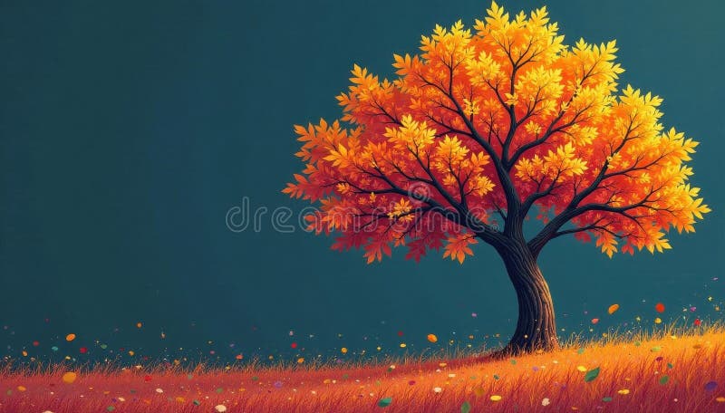 Simple Fall Tree Outline, Bold Lines, Easy Coloring , Drawing, Children ...