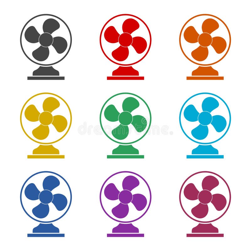 Simple fan icon, color set stock vector. Illustration of conditioning ...