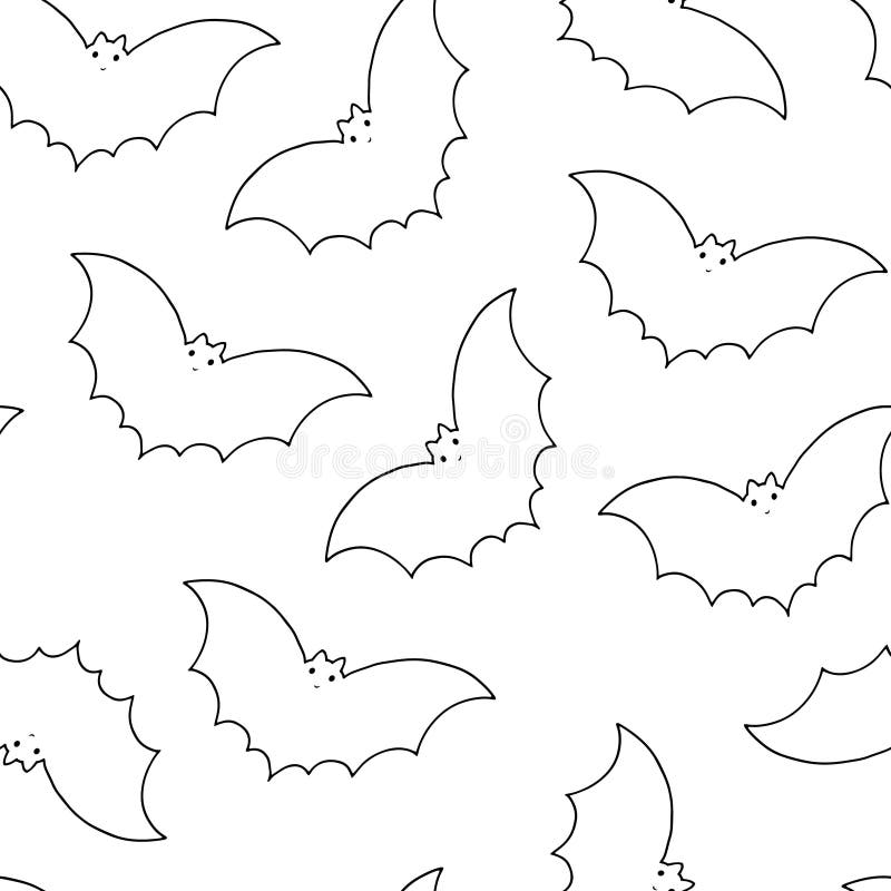 Simple Fancy Outlined Bats Repeat Pattern Vector Illustration Hand ...