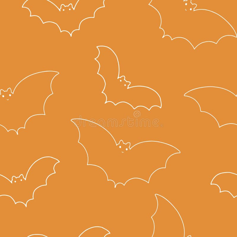 Simple Fancy Outlined Bats Repeat Pattern Vector Illustration Hand ...