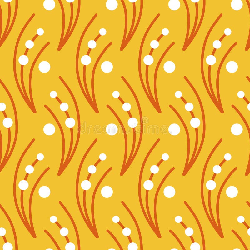 Simple Fantasy Twig with Balls Yellow Seamless Pattern for Design Stock ...