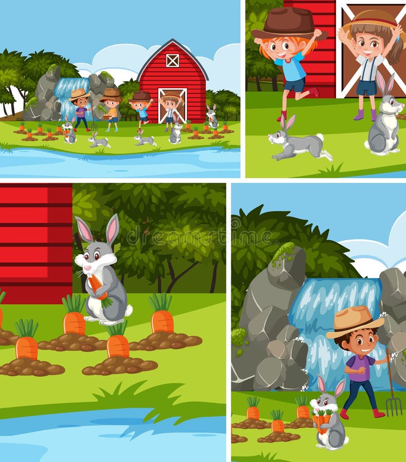 Simple Farm Animals Set stock vector. Illustration of cute - 169506758