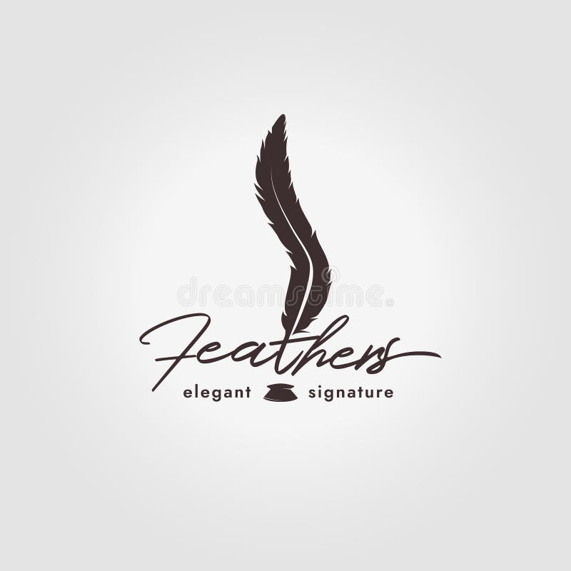 Simple Feather with Ink Logo Icon Design Illustration Vector Stock ...