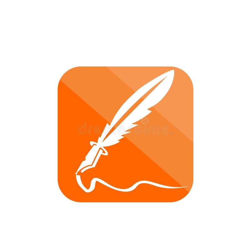 Simple Feather Ink Pen Application Icon and Vector Logo Stock Vector ...