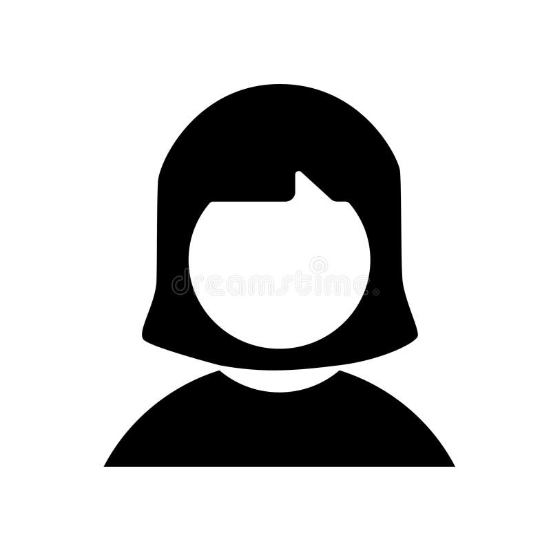 Simple Female Icon. Black and White Flat Design Style. Suitable for ...