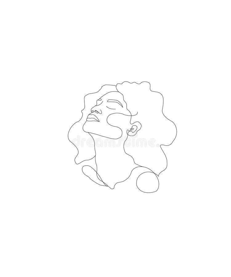 Simple Female Line Art. Art Drawing Simple Stock Illustration ...