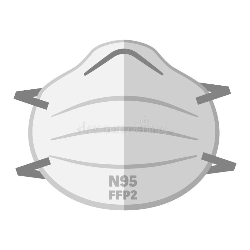 Simple FFP2 N95 Face Mask Respirator Stock Illustration - Illustration ...