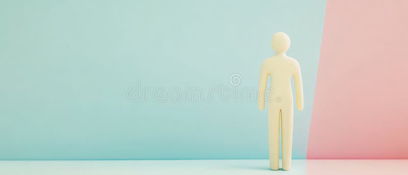 Simple Figure Stands Against a Pastel Background Stock Image - Image of ...