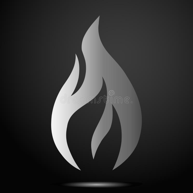 Simple Fire Flame Icon on Dark Background Stock Illustration ...