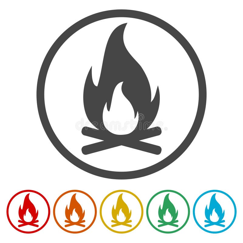 Simple Fire Icon, 6 Colors Included Stock Vector - Illustration of ...