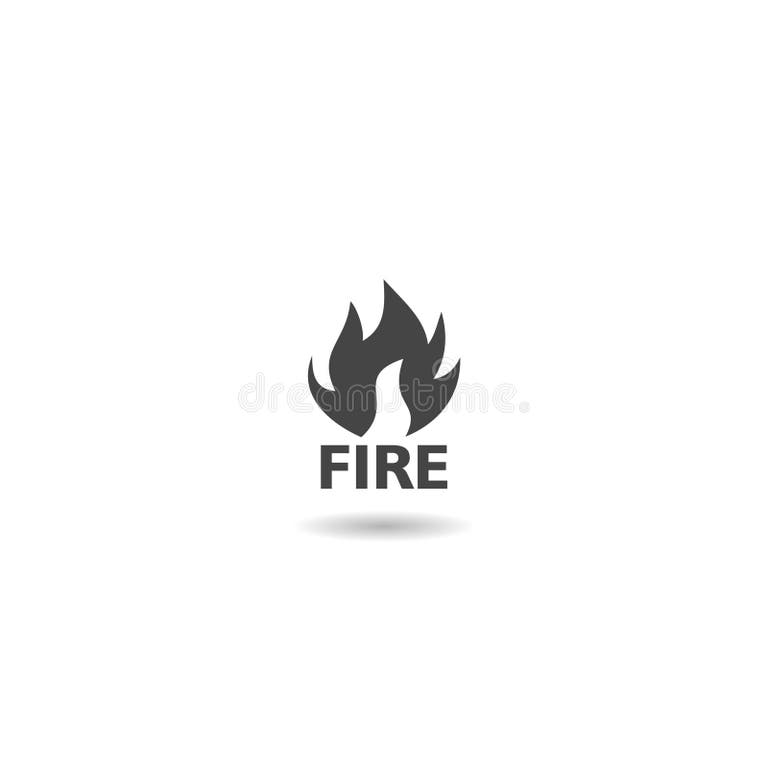 Simple Fire Icon with Shadow Stock Vector - Illustration of campfire ...