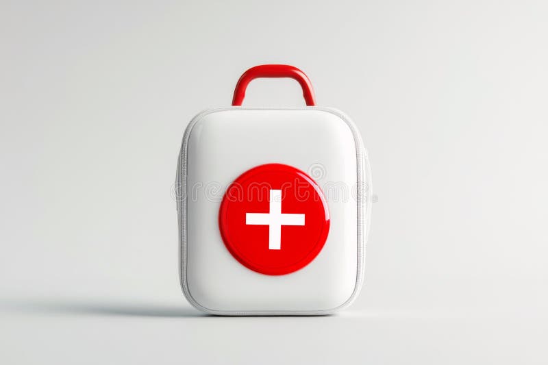 Simple First Aid Kit with Red Cross Design Isolated on a Plain ...