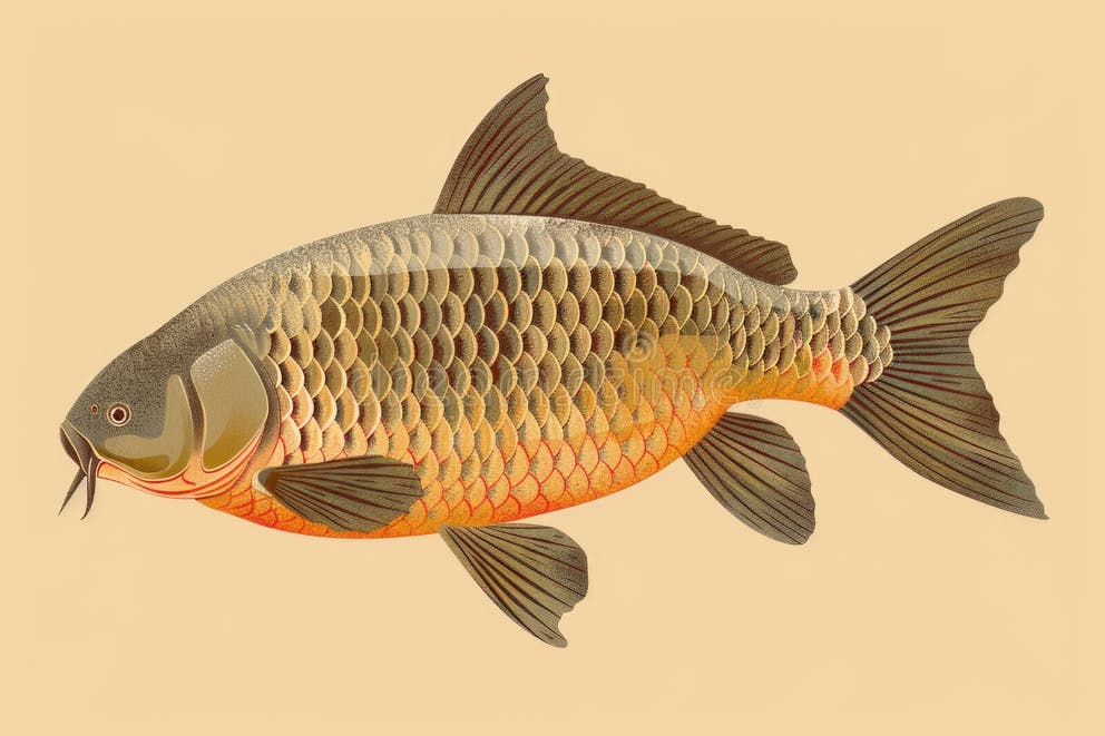 Simple Fish Drawing on Neutral Beige Backdrop, Suitable for Educational ...