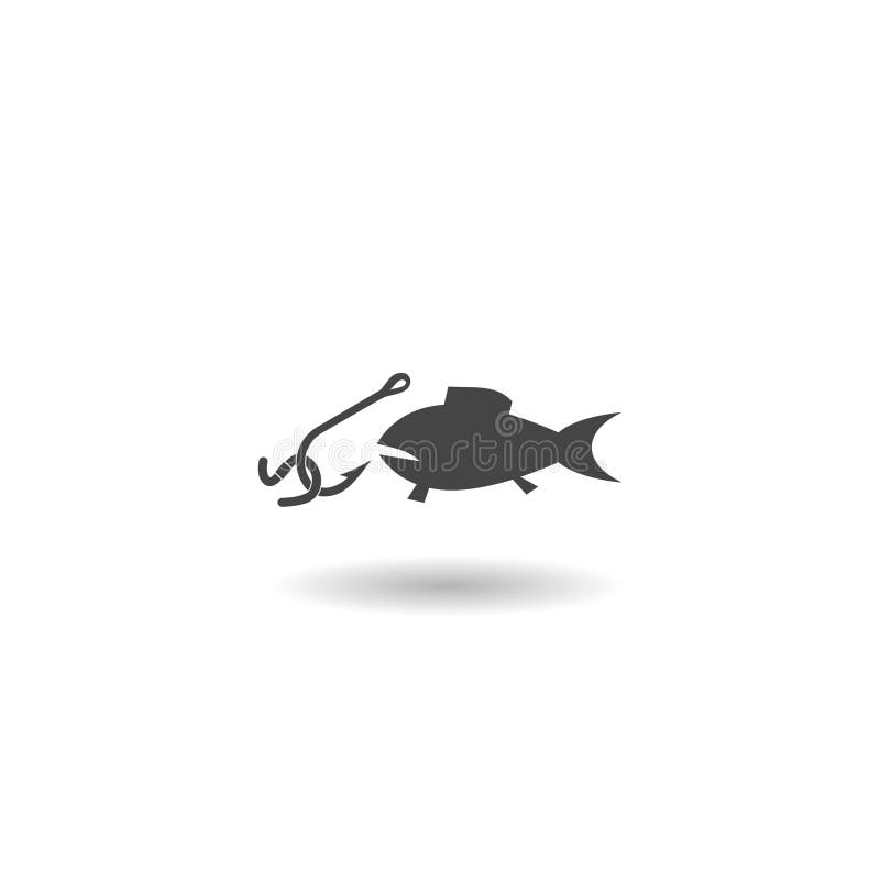 Simple Fish Icon with Shadow Stock Vector - Illustration of isolated ...