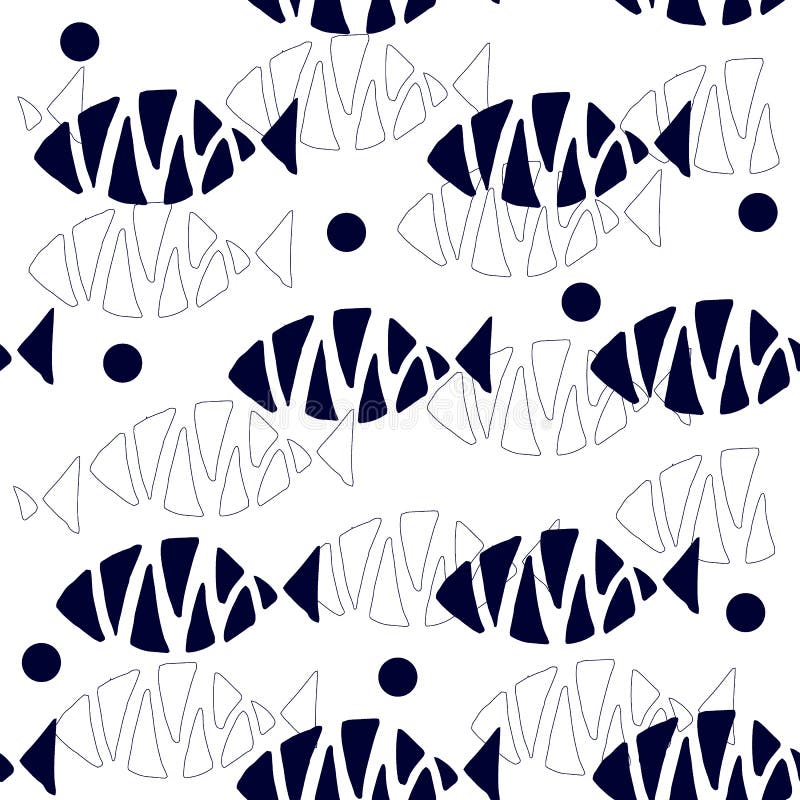 Simple Fish Seamless Pattern on White. Decorative Elements Stock ...