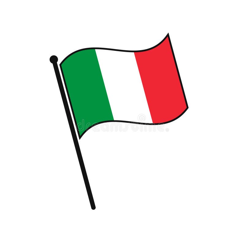 Italy flag on pole icon stock illustration. Illustration of pole ...