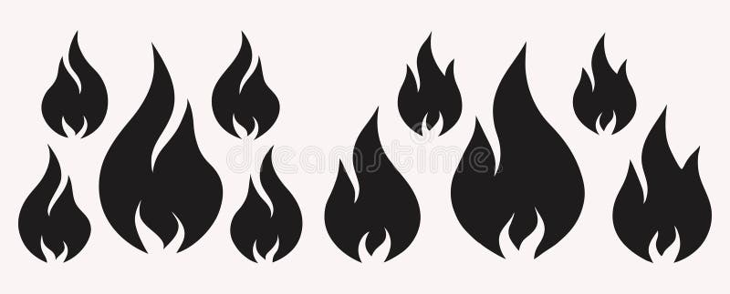 Simple Flame Illustration - Minimal Fire Silhouette Element Collection ...