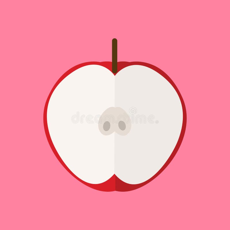 Simple Flat Apple Slice Vector Illustration Stock Vector - Illustration ...