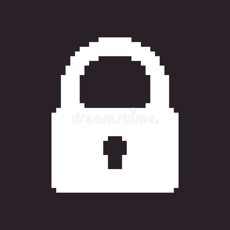 Simple Flat 1bit Vector Pixel Art Icon of Retro Vintage Locked Padlock ...