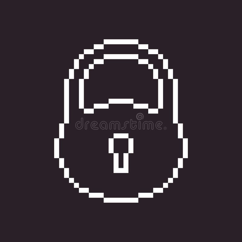 Simple Flat 1bit Vector Pixel Art Icon of Retro Vintage Locked Padlock ...
