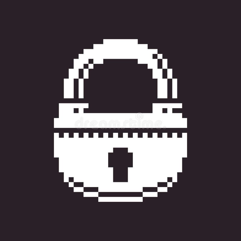 Simple Flat 1bit Vector Pixel Art Icon of Retro Vintage Locked Padlock ...