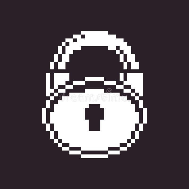 Simple Flat 1bit Vector Pixel Art Icon of Retro Vintage Locked Padlock ...
