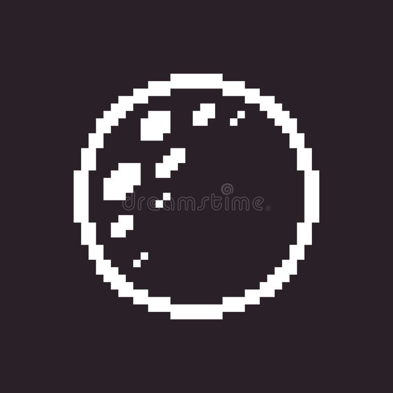 Simple Flat 1bit Vector Pixel Art Icon of the Round Moon Silhouette in ...