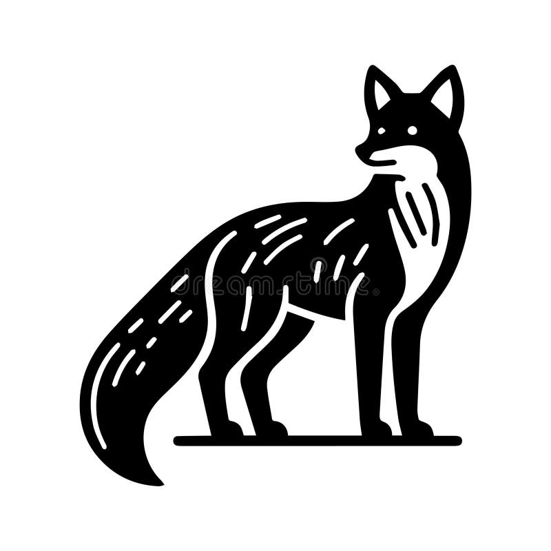 Simple Flat Black Forest Fox Illustration for Logo Design. Stock Vector ...