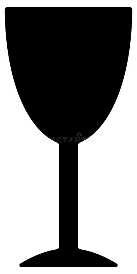 Simple Flat Black Icon of Wine Glass with Thin Stem Stock Vector ...