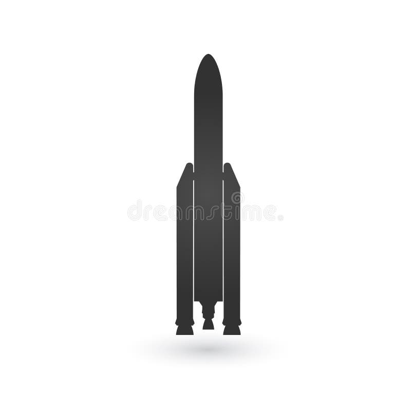 Simple, Flat, Black Silhouette Icon of a Rocket Taking Off. Vector ...