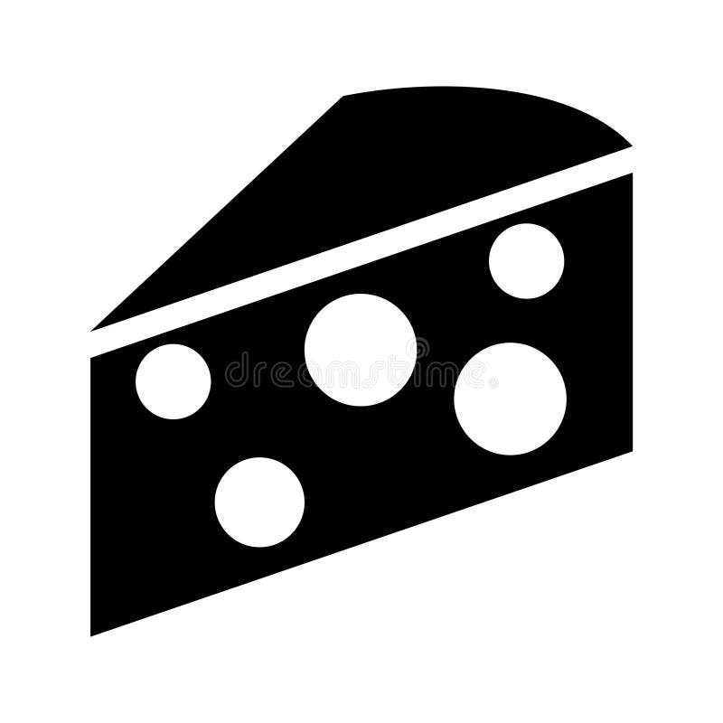 Simple Flat Black and White Cheese Icon Stock Vector - Illustration of ...