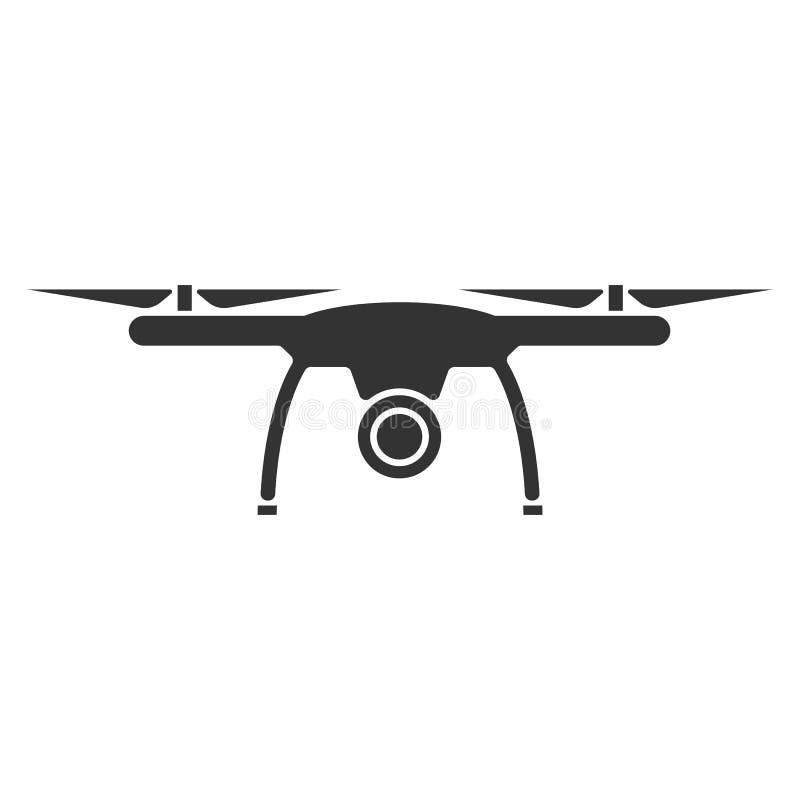 Simple Flat Drone Silhouette Icon Black And White Illustration Stock