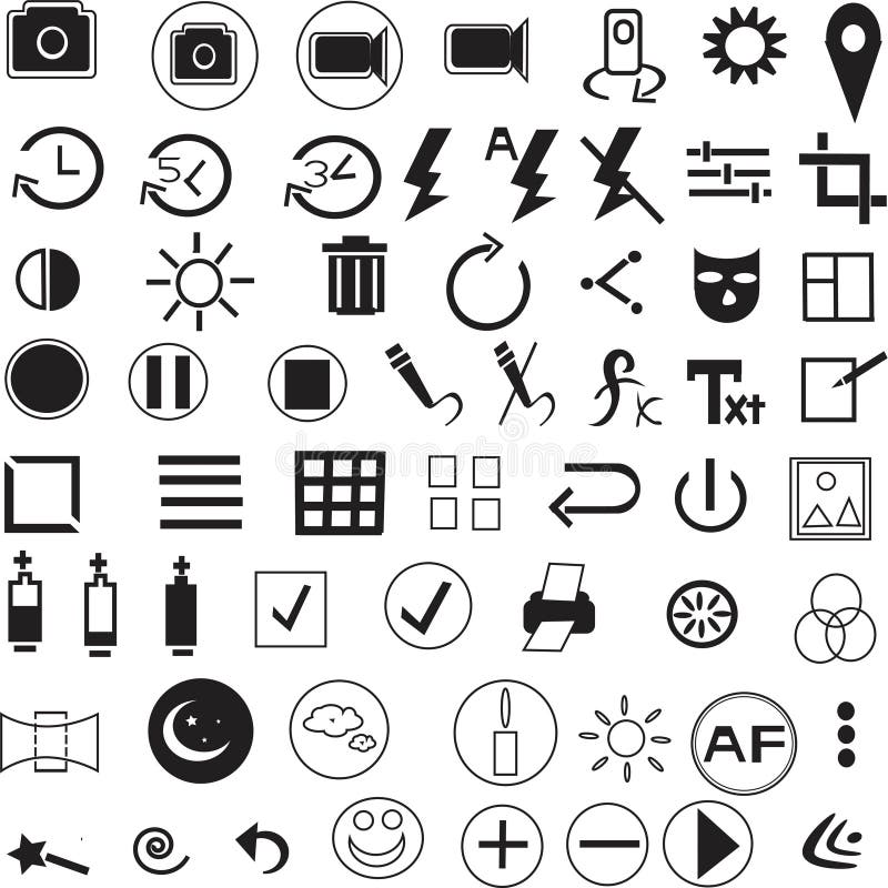 Simple Flat White Computer and Mobile Icon Set Stock Vector ...