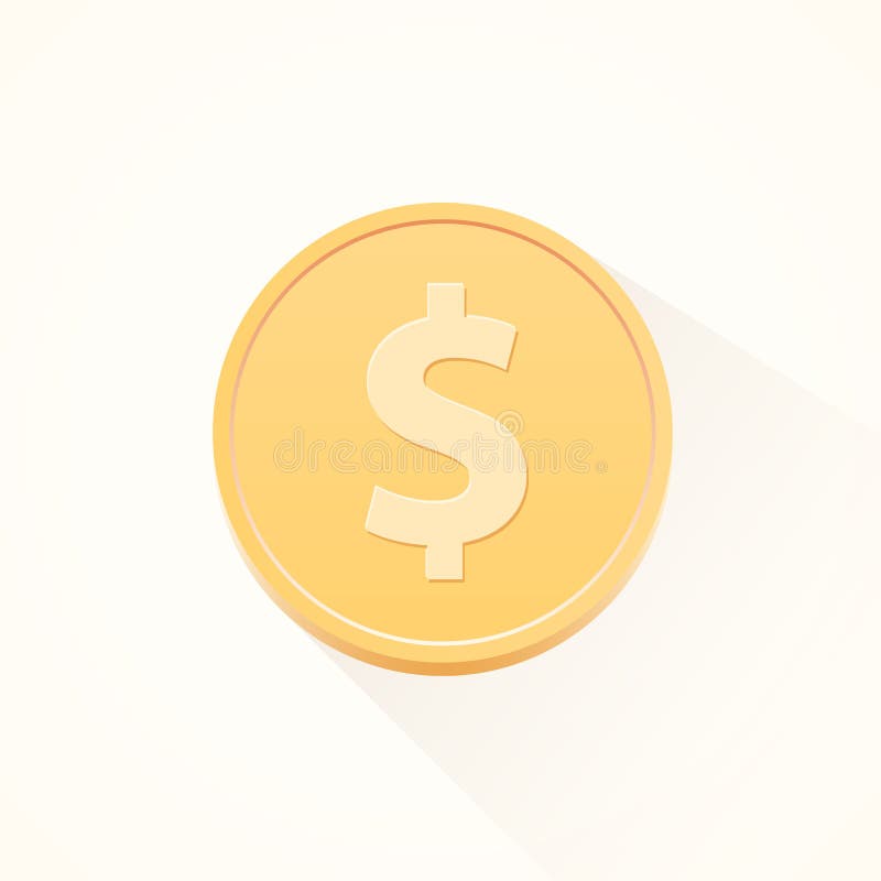 Simple Flat Cartoon Dollar Coin. Stock Vector - Illustration of golden ...