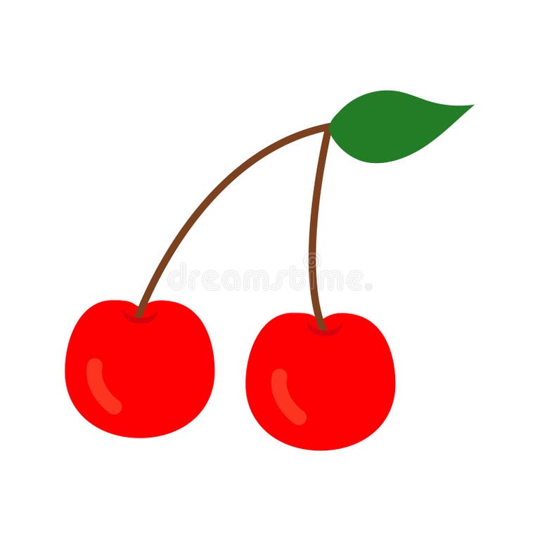Simple and Flat Cherry Illustration Stock Illustration - Illustration ...
