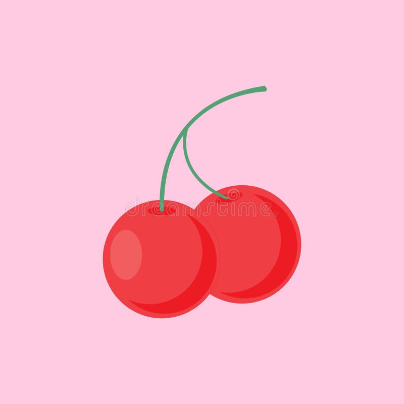 Simple Flat Cherry Vector Illustration Stock Vector - Illustration of ...