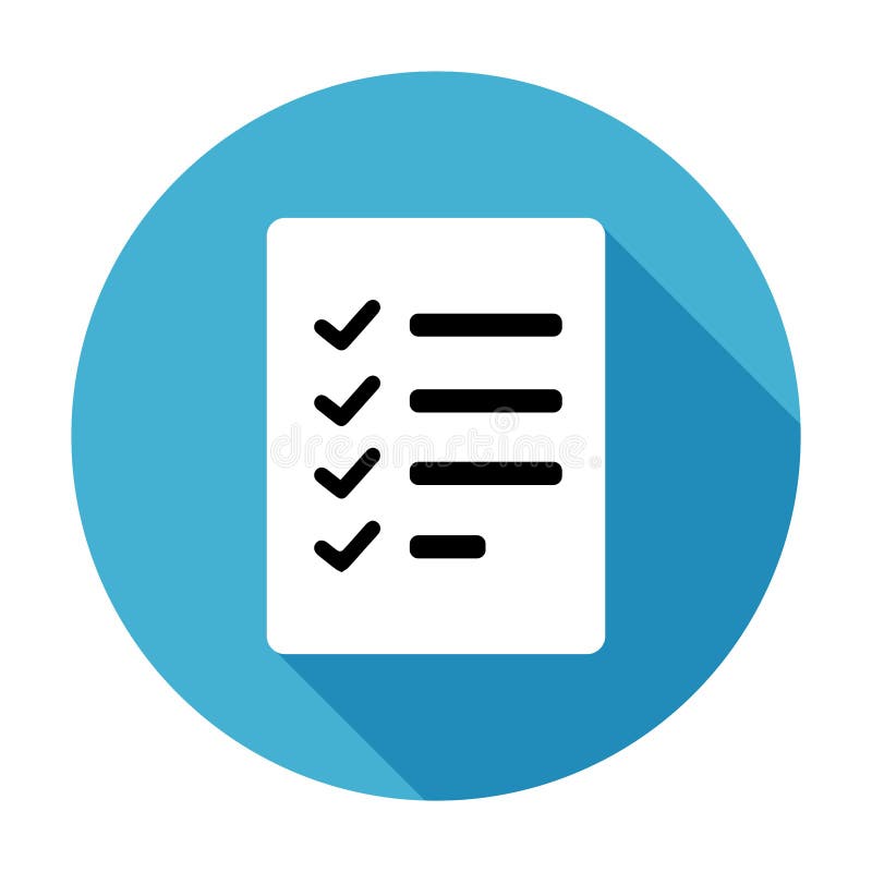 Simple, Flat, Circular Checklist Icon. White on Blue Stock Vector ...