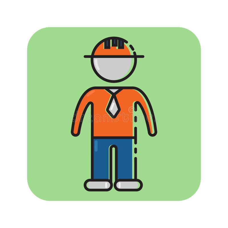 Flat Color Construction Worker Icon Stock Vector - Illustration of work ...