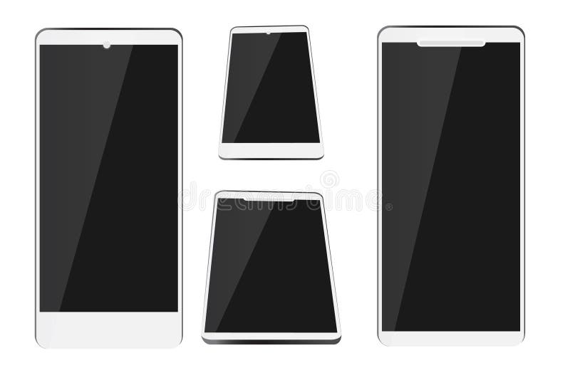 Simple Flat Color Shining Vector Modern Model 4 Black Smartphone Stock ...