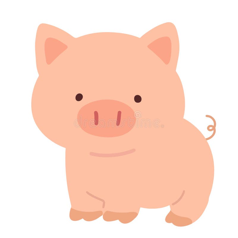 Simple and Flat Colored Cute Pig Illustration Stock Vector ...