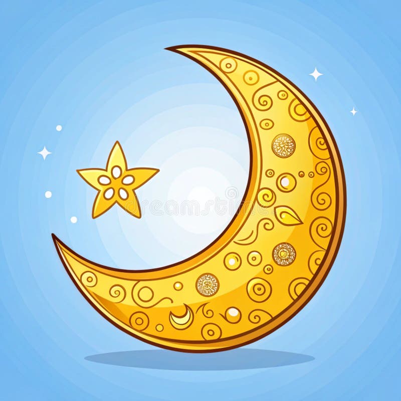 Simple Flat Crescent Moon Icon for Islamic Stock Illustration ...