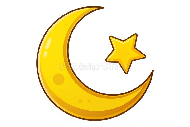 Simple Flat Crescent Moon Icon for Islamic Stock Illustration ...