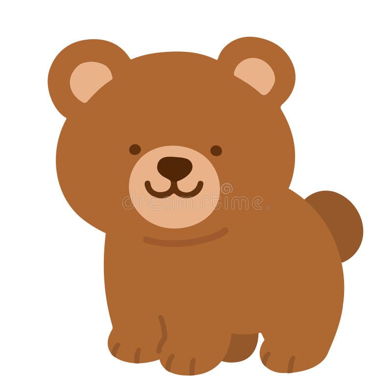 Simple and Flat Cute Brown Bear Illustration Stock Vector ...