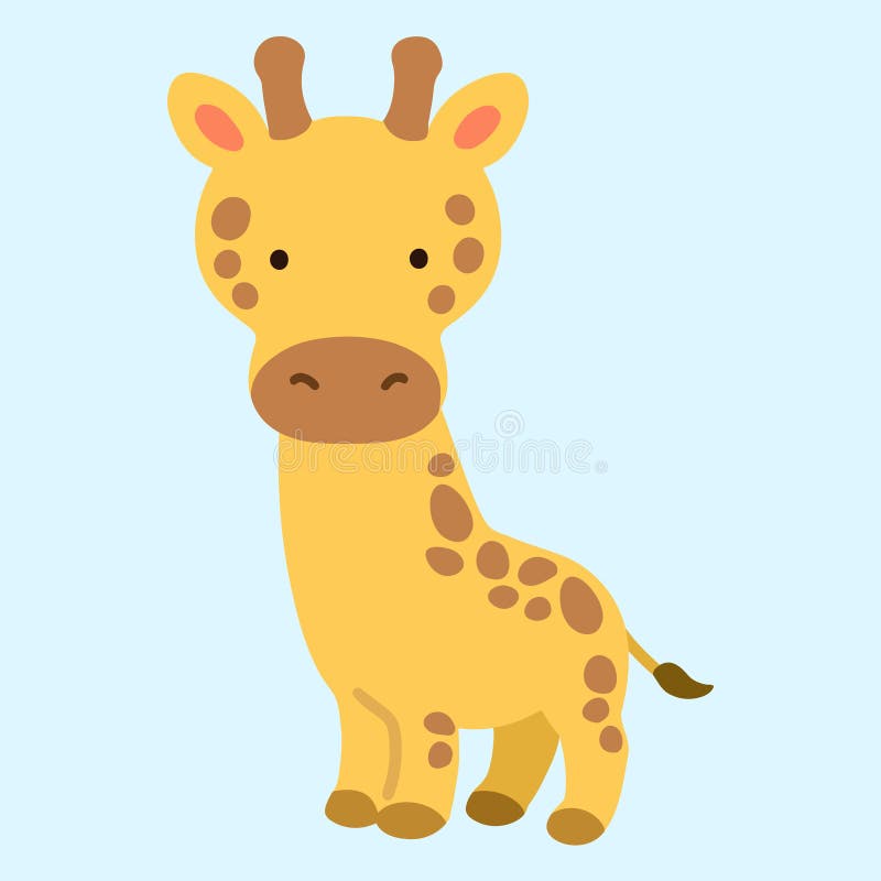 Simple and Flat Cute Yellow Giraffe Illustration Stock Vector ...