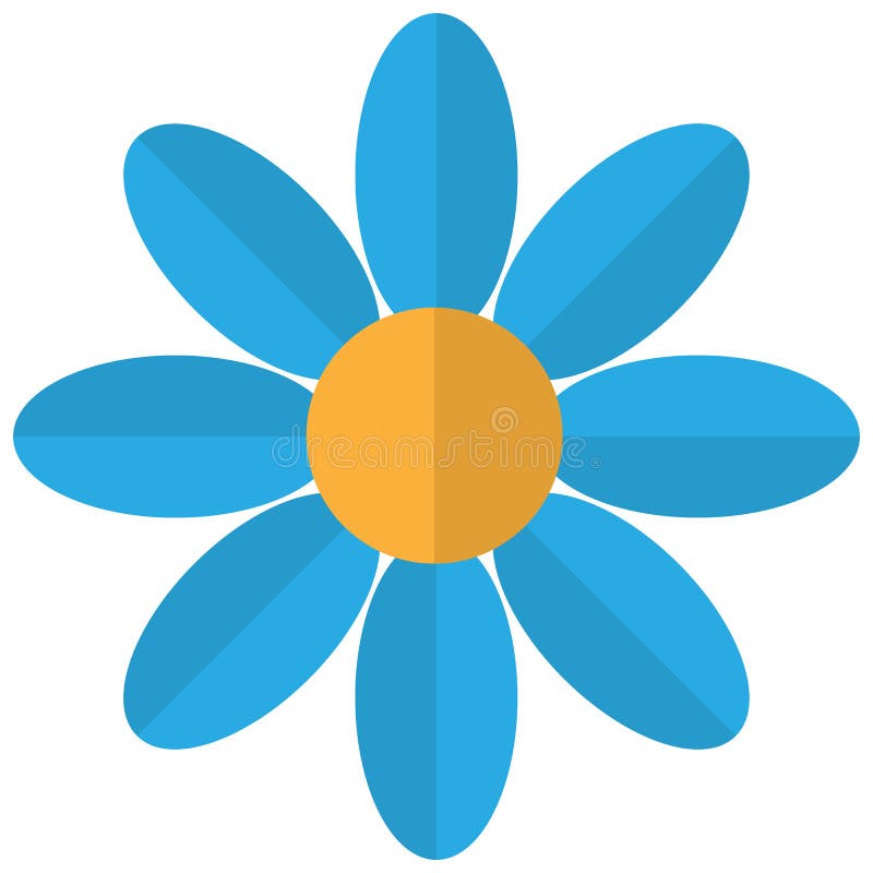 Blue Simple Flat 2D Flower, Vector Illustration Stock Vector ...