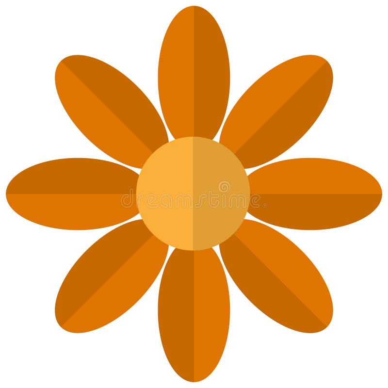 Orange Simple Flat 2D Flower, Vector Illustration Stock Vector ...